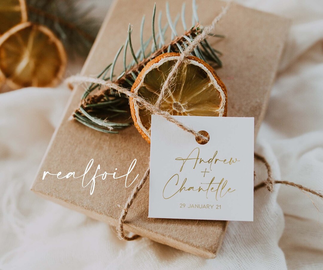 Square Gift Tag, Wedding Gift Tag, Foiled Gift Tag, Gold Foil, Thank ...