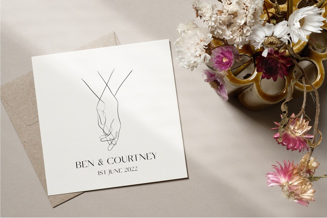 Wedding Card With Names | Personalised Wedding Card | Line Art | Thank ...