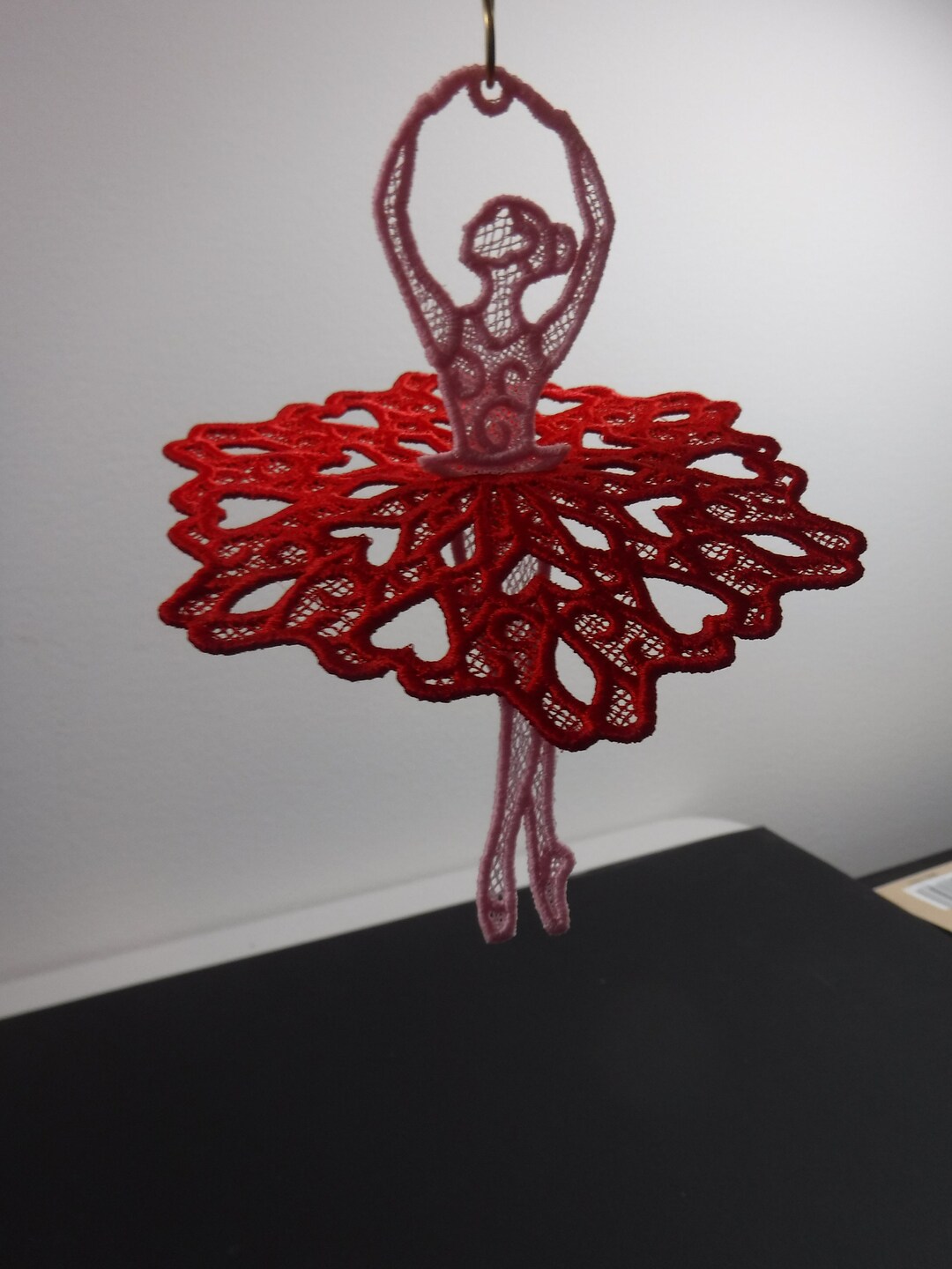 Machine Embroidered Lace Christmas Tree Ornament Ballerina With Skirt ...