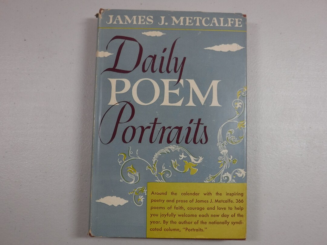 Vintage Book daily Poem Portraits by James J Metcalfe - Etsy