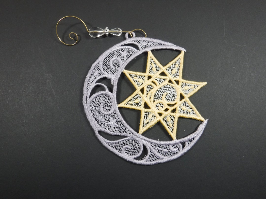 Machine Embroidered Lace Christmas Tree Ornament Captured Star - Etsy