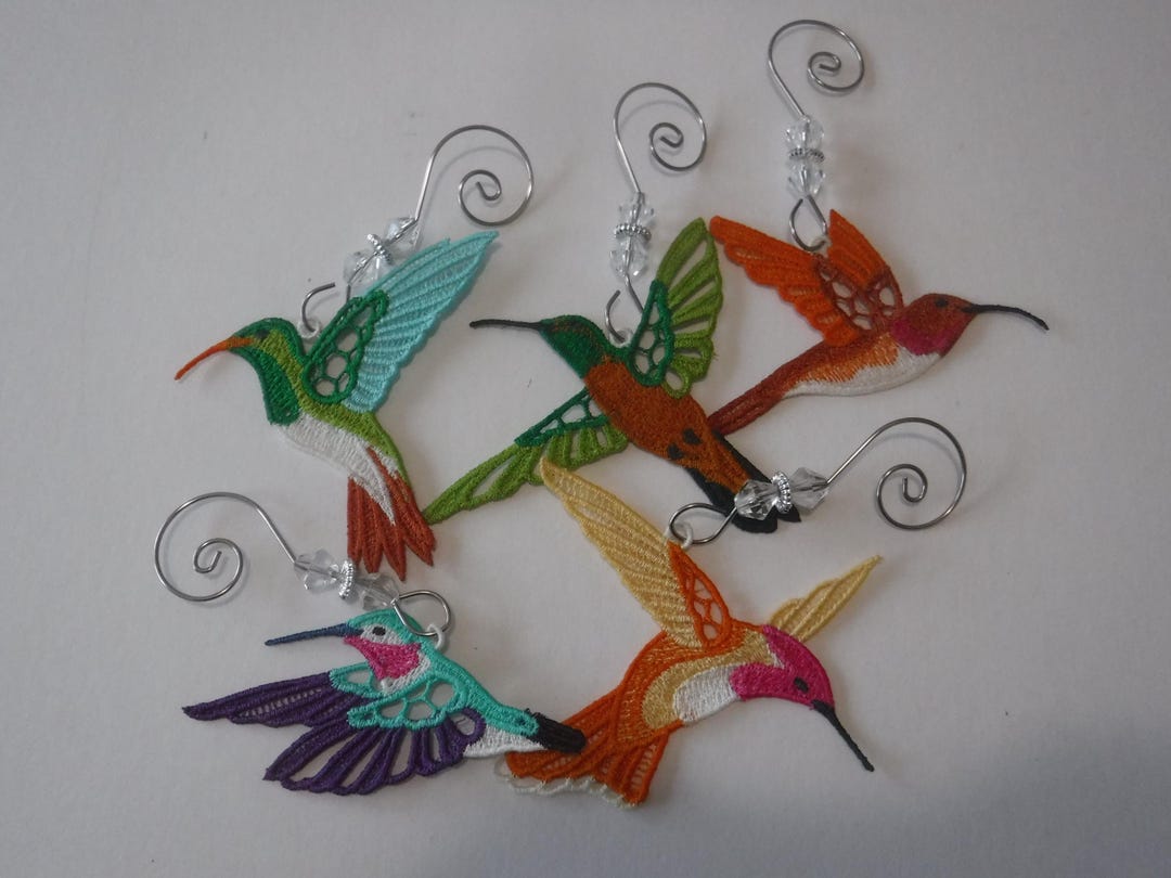 Set of 5 Lace Hummingbirds Christmas Tree Ornaments Ready to Hang - Etsy