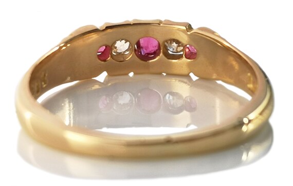 Antique Victorian 1899 Ruby & Old Cut Diamond 18K Eng… - Gem