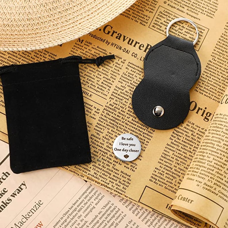 Pocket Hug Token: Stainless Steel Keepsake With PU Leather Keychain - Etsy