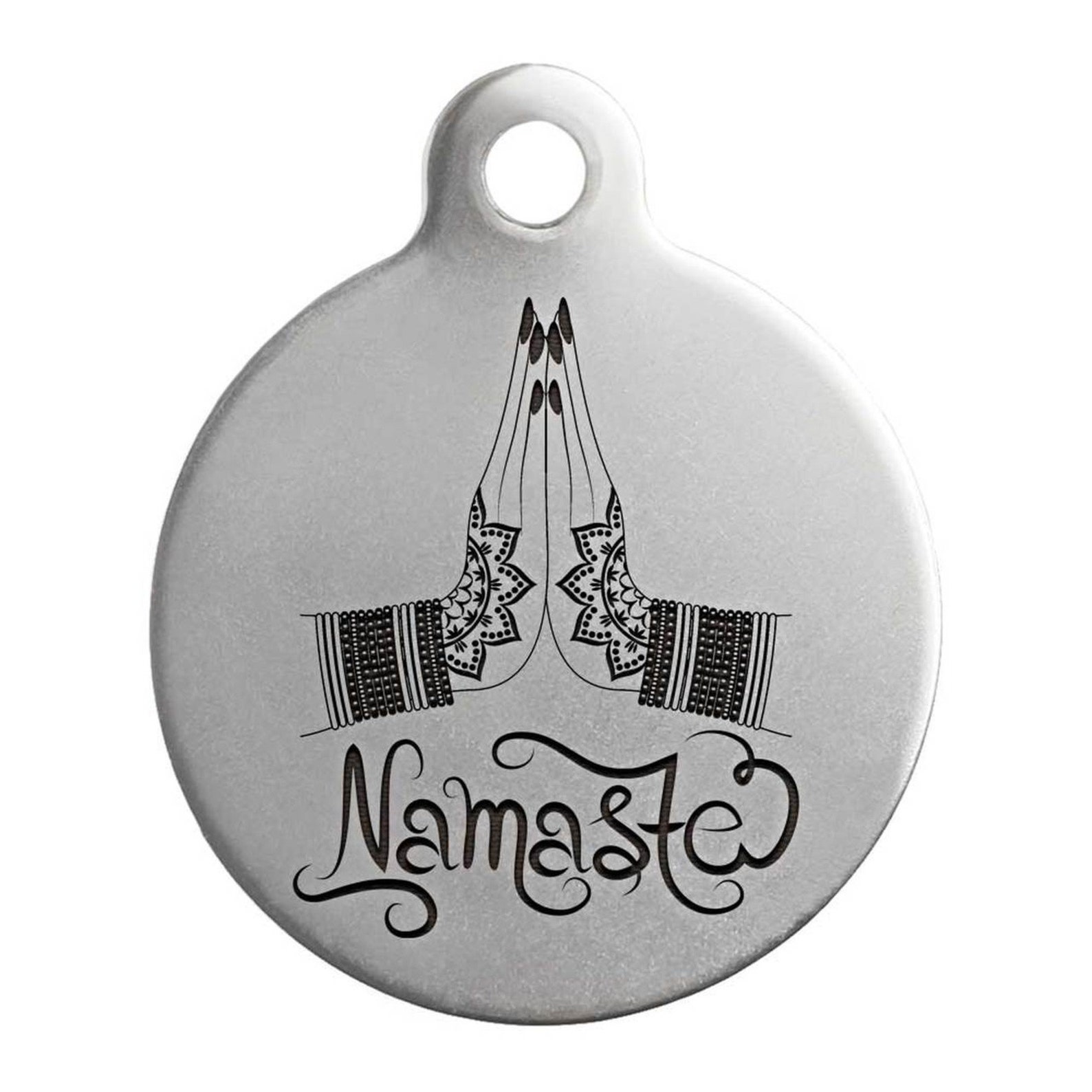 Namaste Pet Tag: Bohemian Charm, Custom Engraved Dog & Cat ID - Etsy