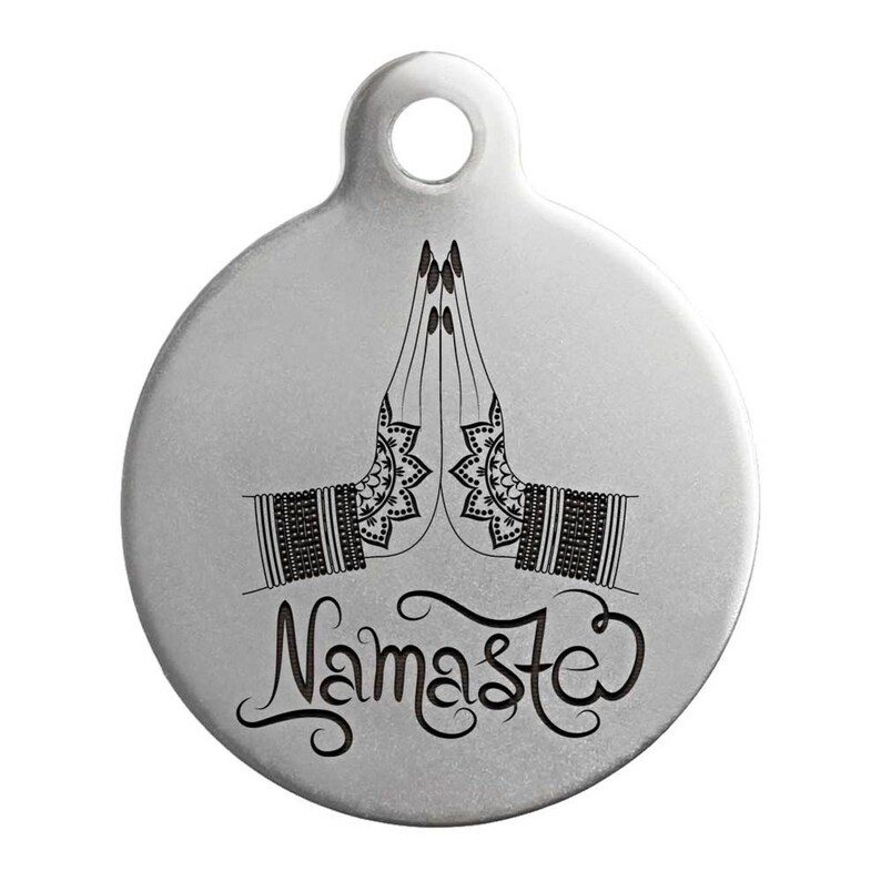 Namaste Pet Tag: Bohemian Charm, Custom Engraved Dog & Cat ID - Etsy