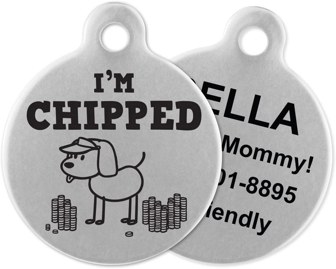 Custom Engraved Pet Tag: I'M CHIPPED Dog ID Tag - Etsy