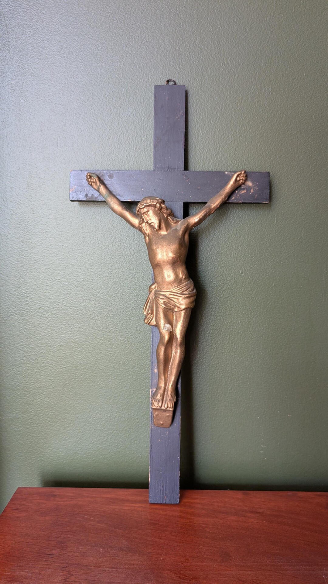 Large Black Wood Jesus Plaster Crucifix Antique Vintage Religious ...