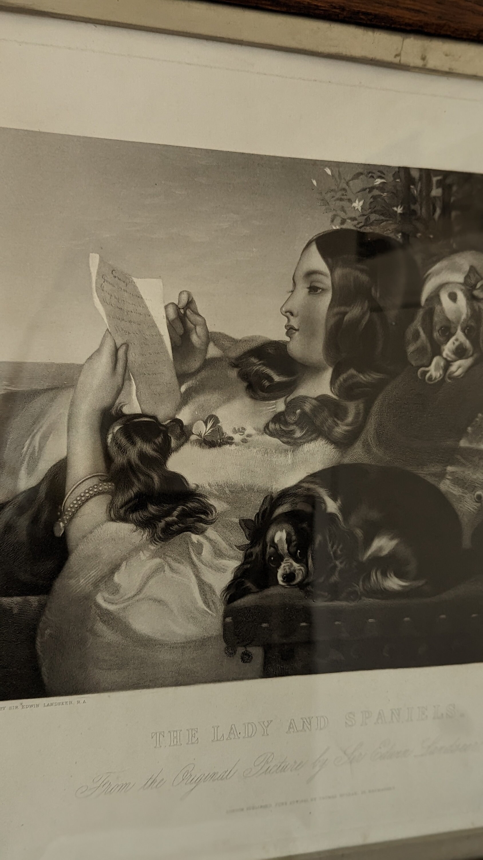 Lady and Spaniels Black and White Litho Lithography Thomas Mclean ...