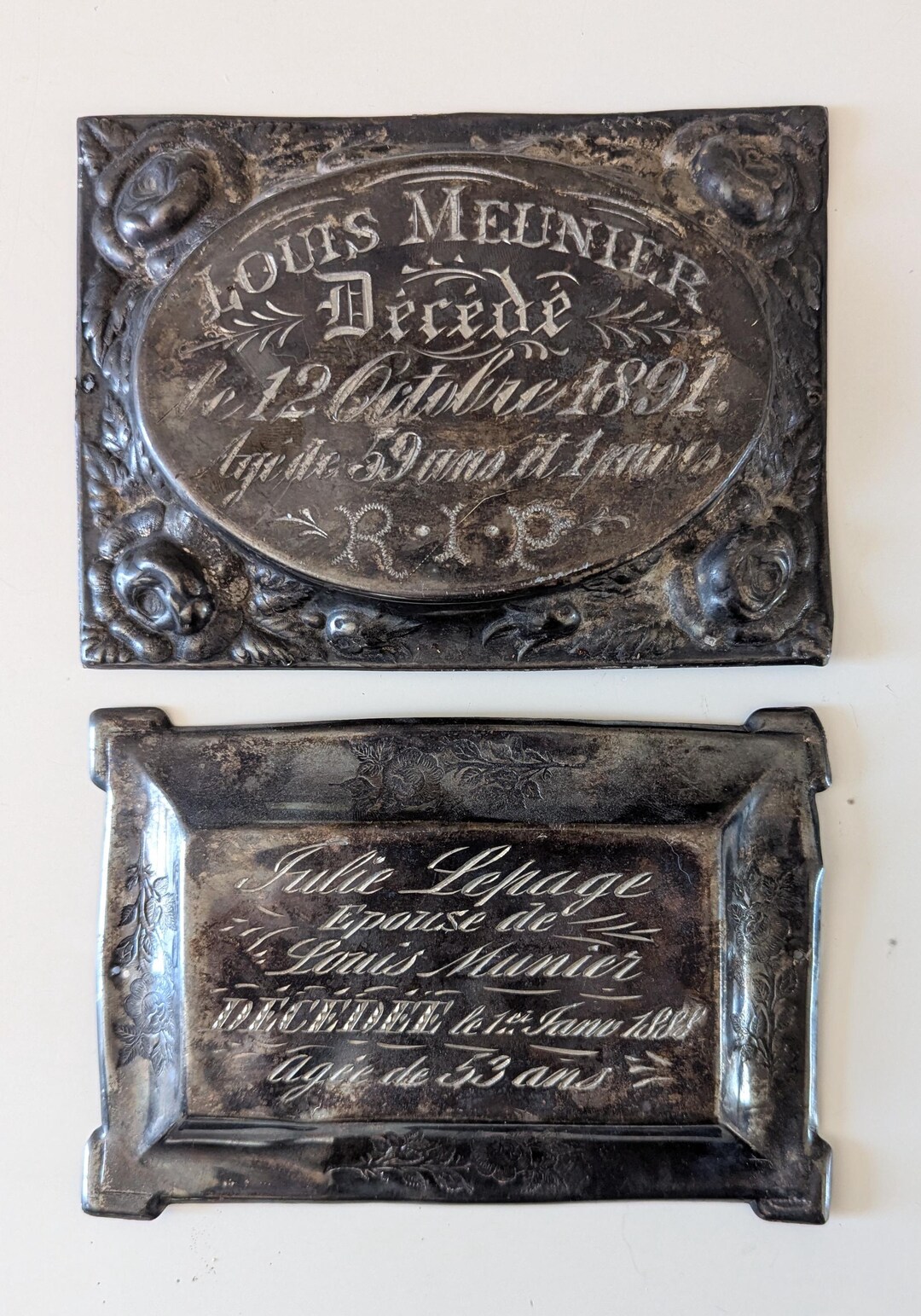 Antique Funeral Casket Coffin Plaque Husband and Wife Victorian ...