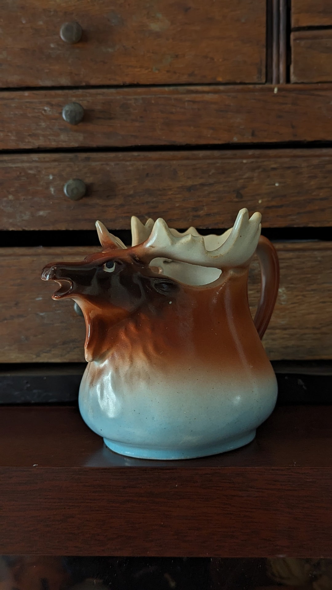 Antique Vintage Moose Elk Kitsch Ceramic Pitcher Made in Austria 3878B ...