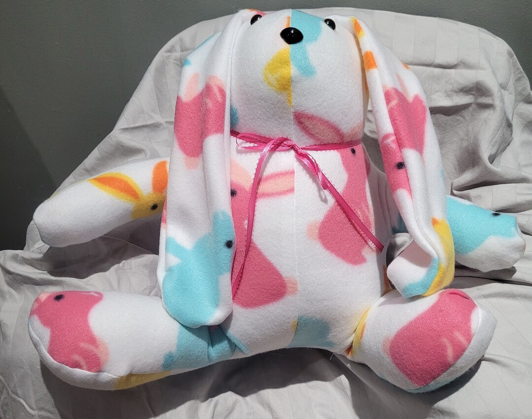 Pink and Blue Rabbit Stuffed Rabbit - Etsy