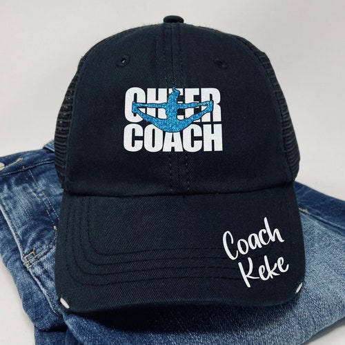 Cheer Coach Hat Custom Name Distressed Trucker Hat Dad - Etsy