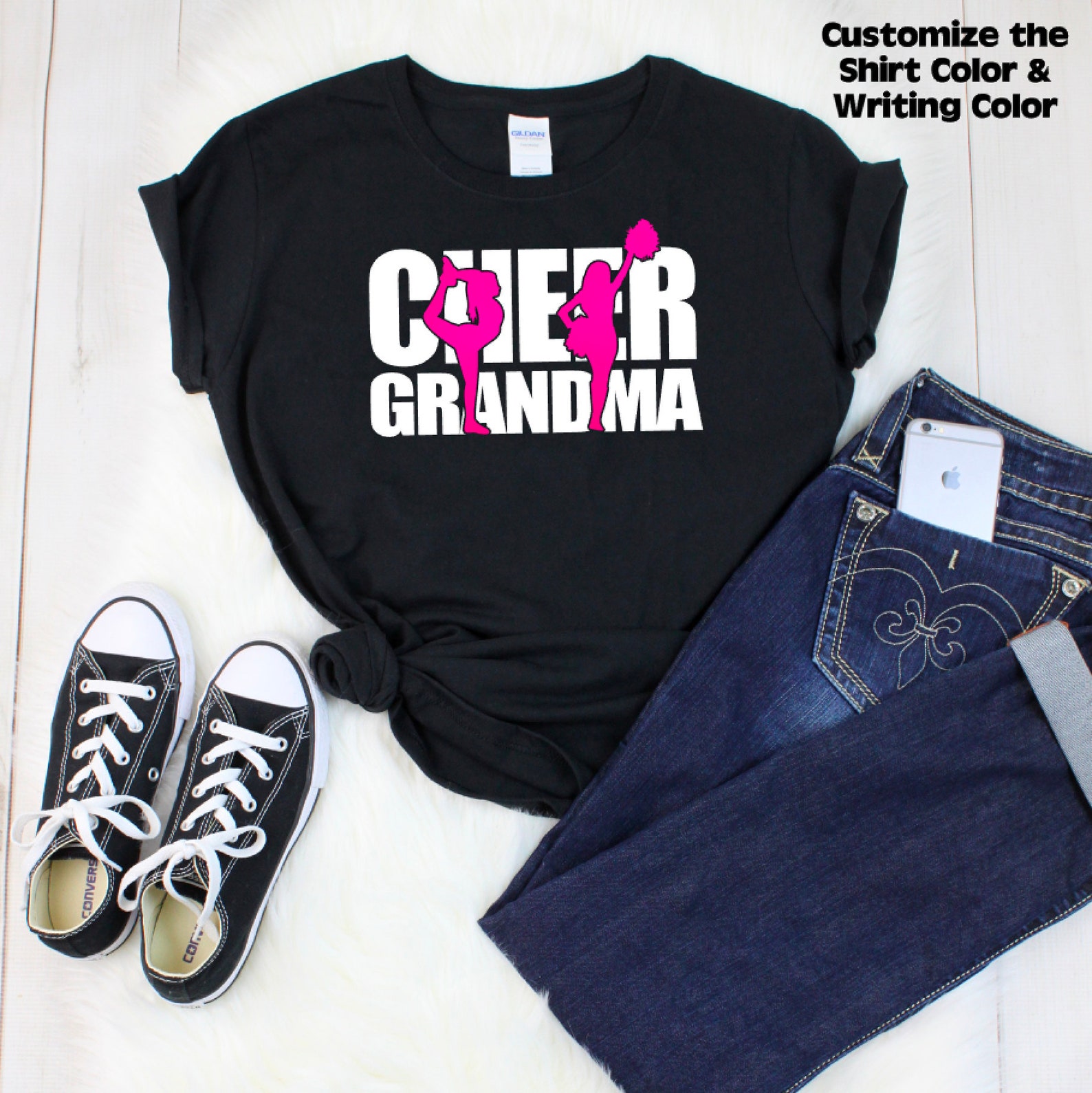 Cheer Grandma Shirt Personalize the Colors Sparkly Glitter - Etsy
