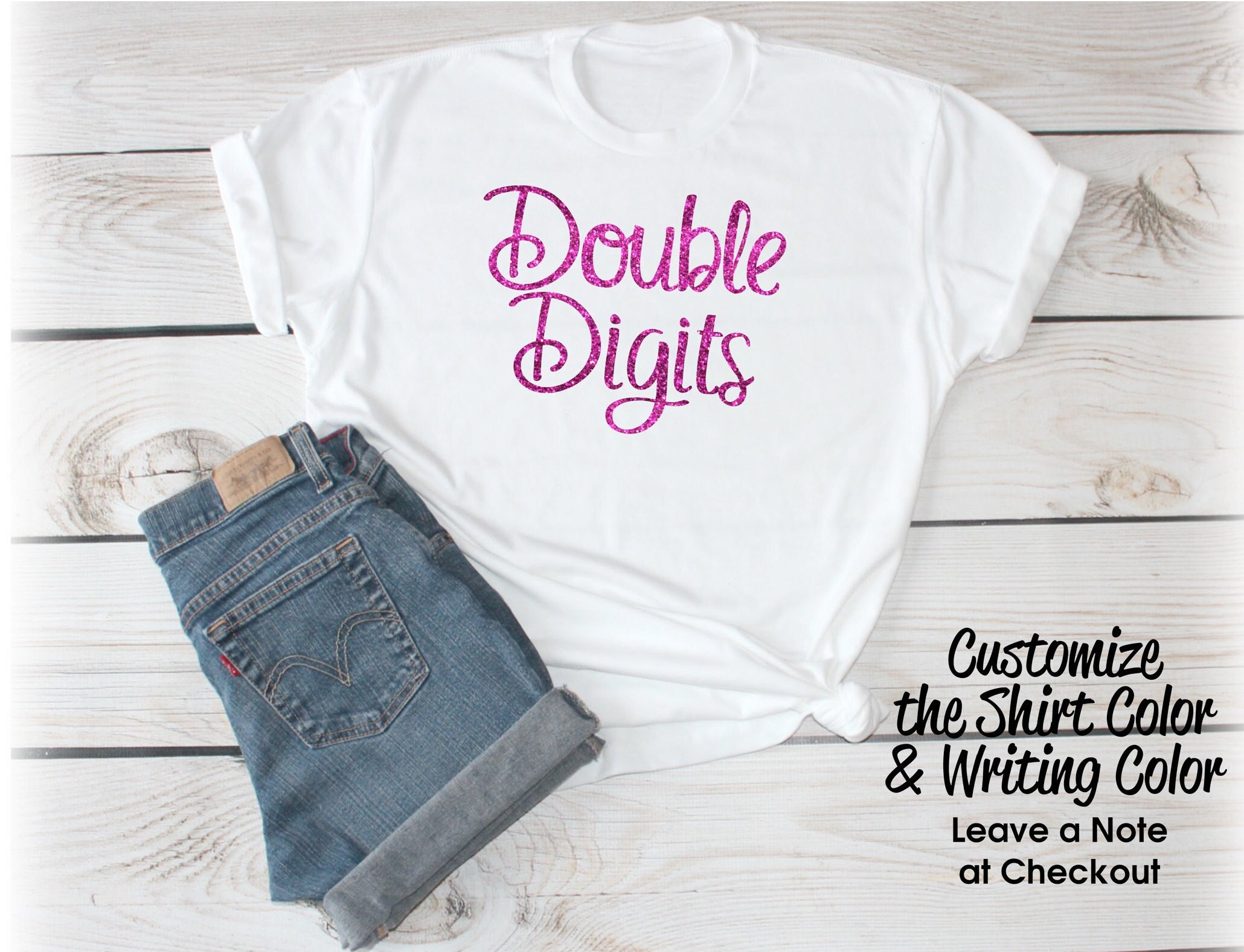 Swirly Double Digits Shirt Personalize the Colors Birthday | Etsy