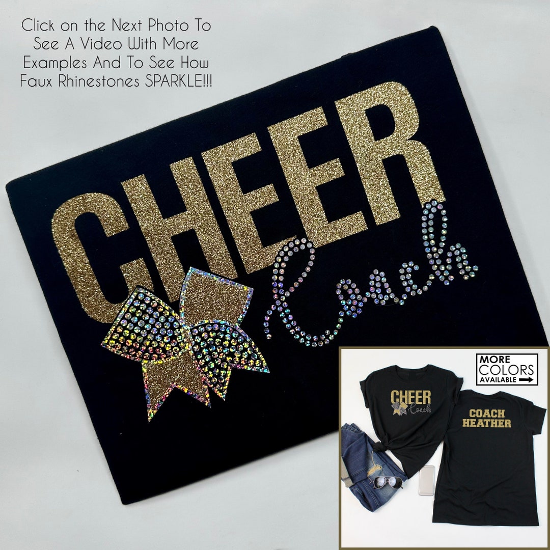 Cheer Coach Bow Shirt With a Name on the Back Custom Colors Faux ...