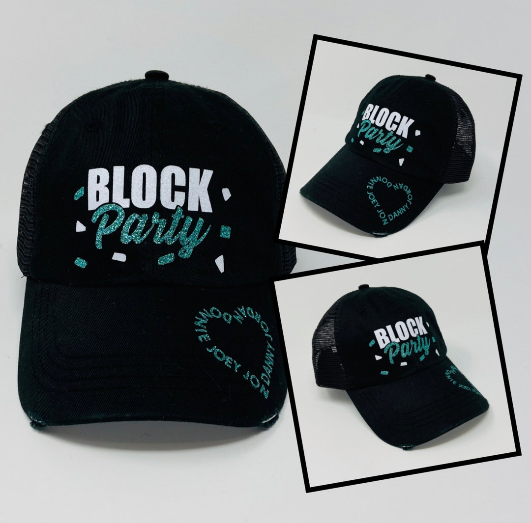 Block Party Distressed Trucker Hat - Custom Name Option - Glitter ...