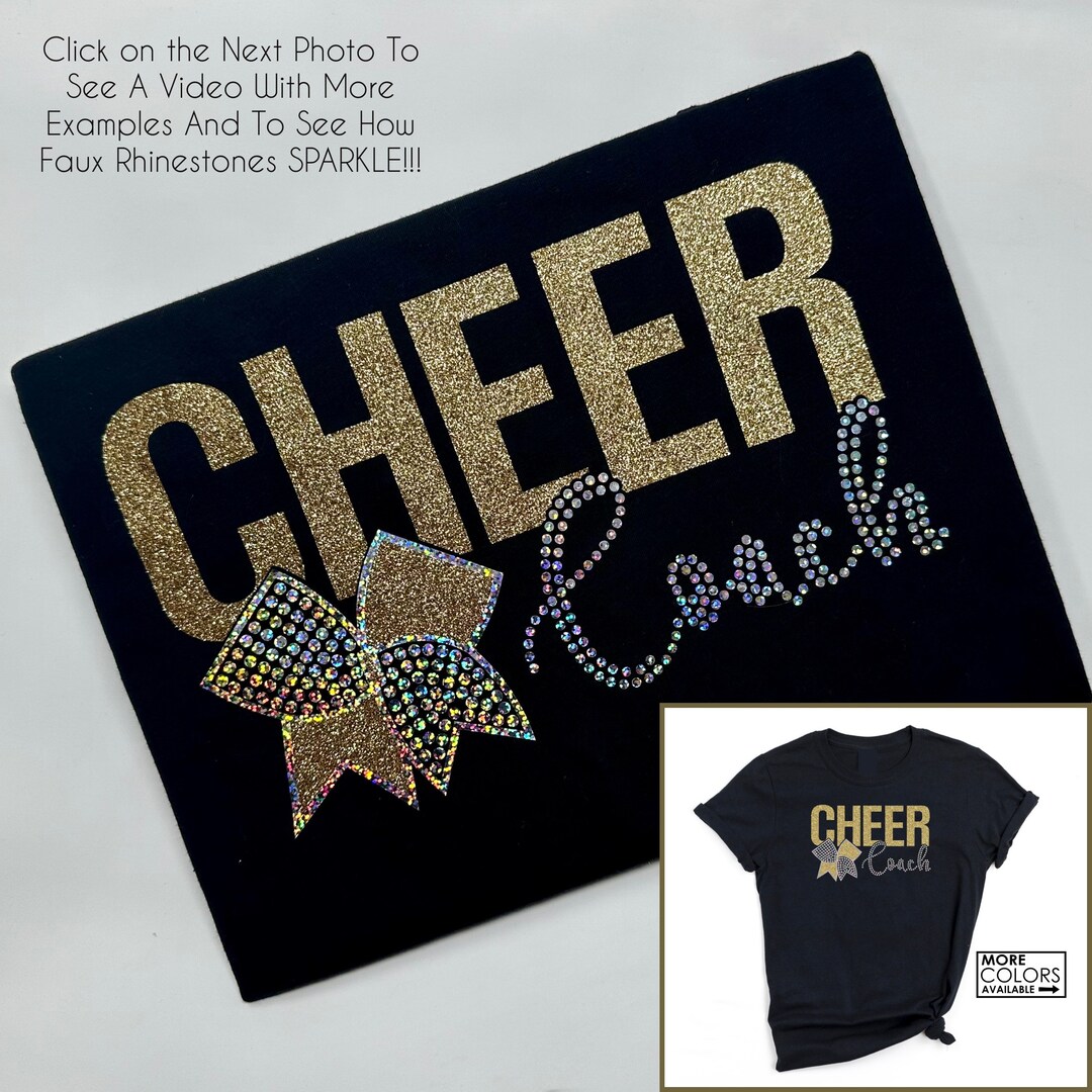 Cheer Coach Bow Shirt Custom Colors Faux Rhinestone & Glitter Shirt ...