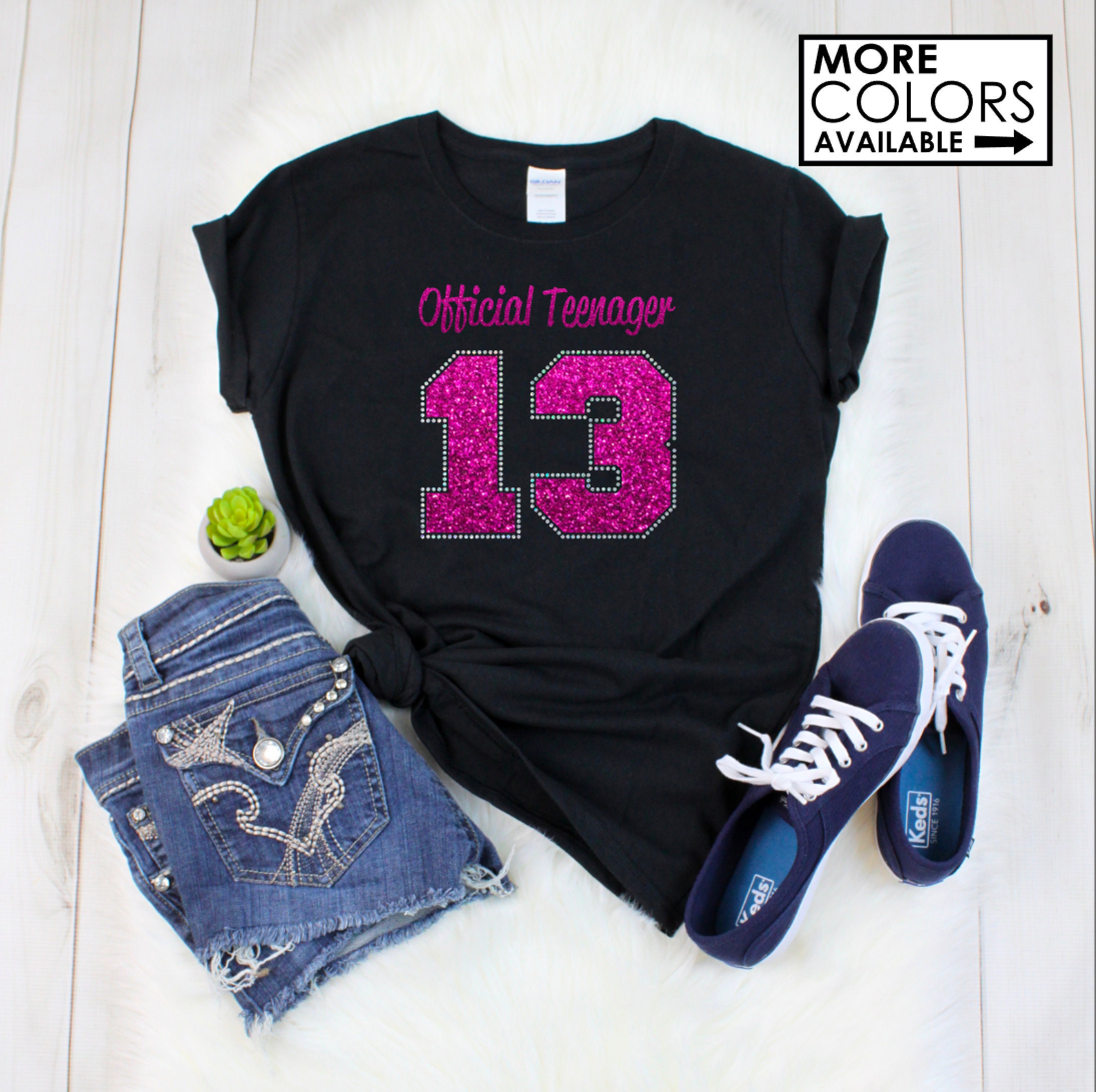 Official Teenager 13 Shirt with Faux Rhinestones Personalize | Etsy