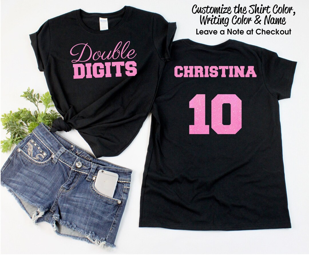 Double Digits Shirt With ANY NAME Personalize the Colors Sparkly ...