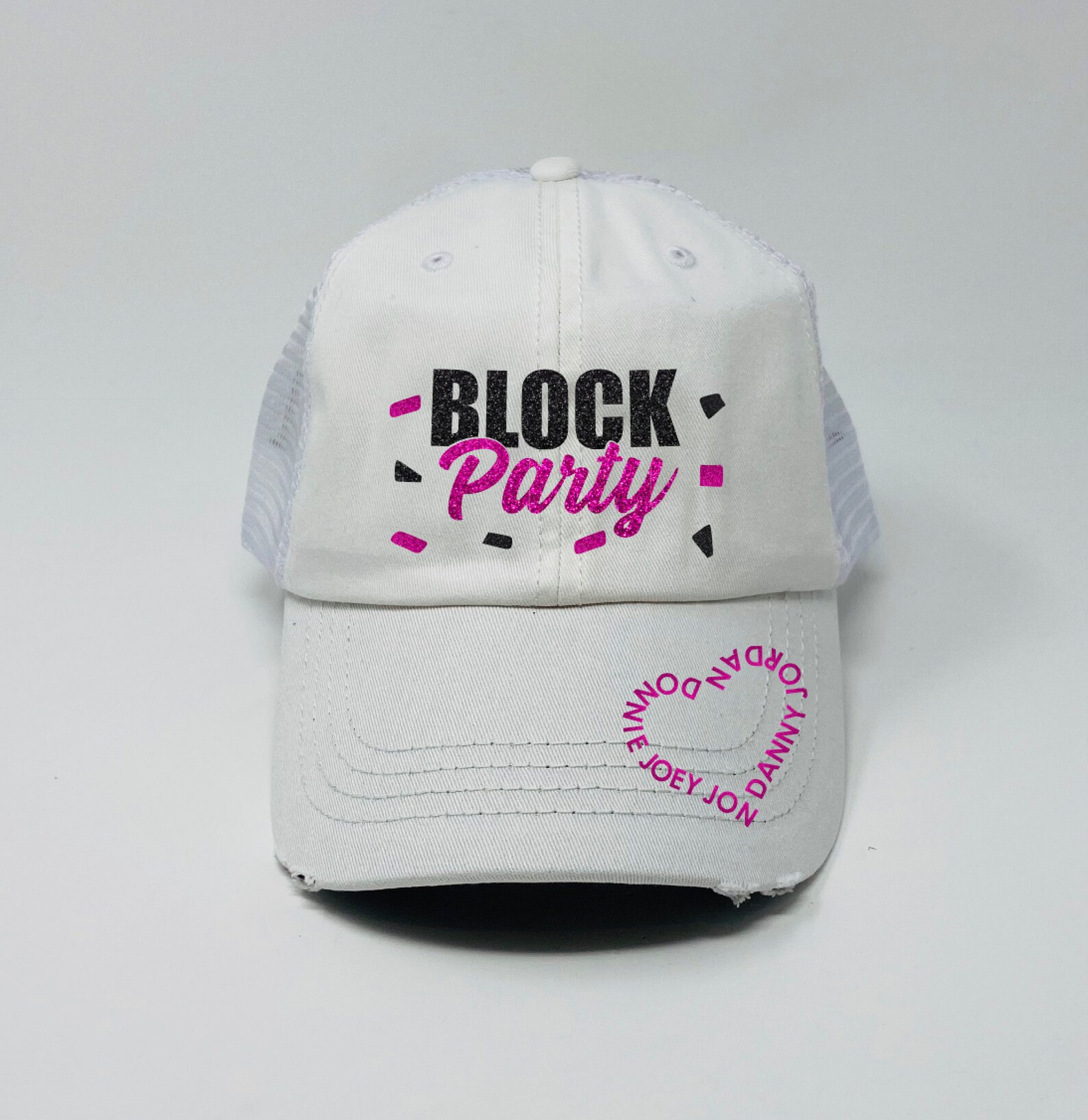 Block Party Distressed Trucker Hat Custom Name Option - Etsy