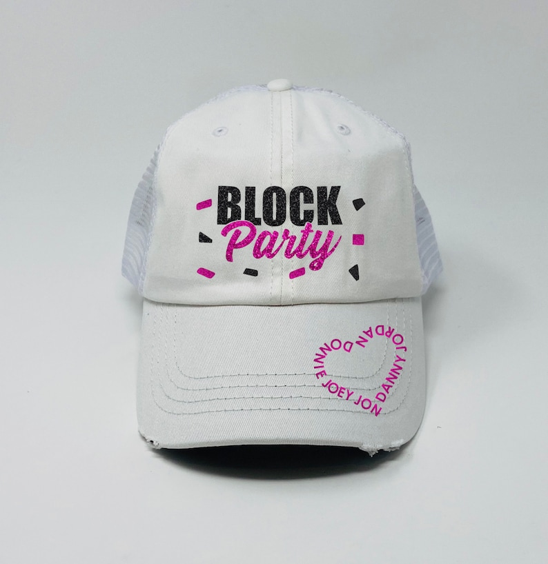 Block Party Distressed Trucker Hat - Custom Name Option - Glitter ...