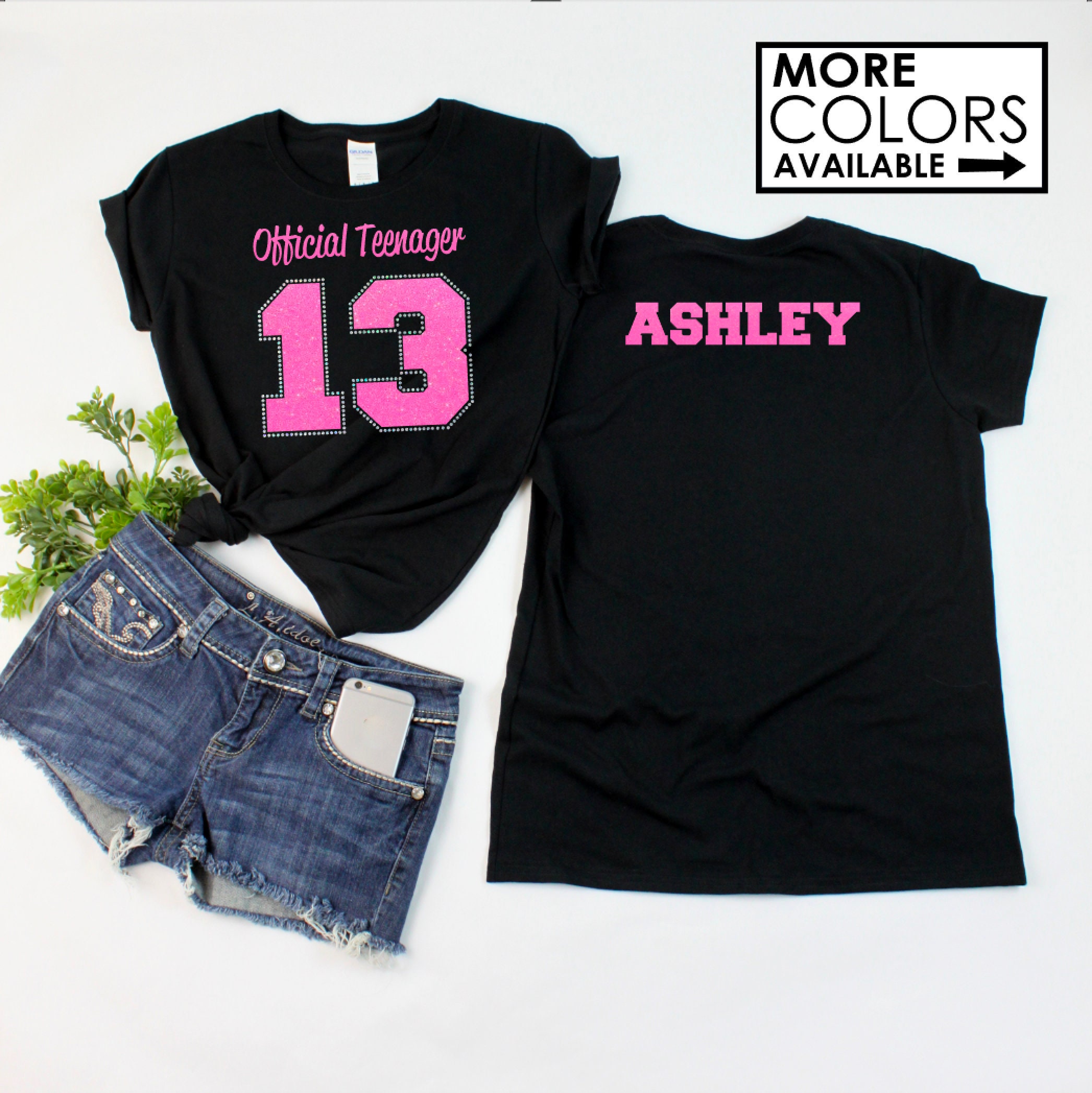 Official Teenager 13 Shirt with Faux Rhinestones Includes a | Etsy