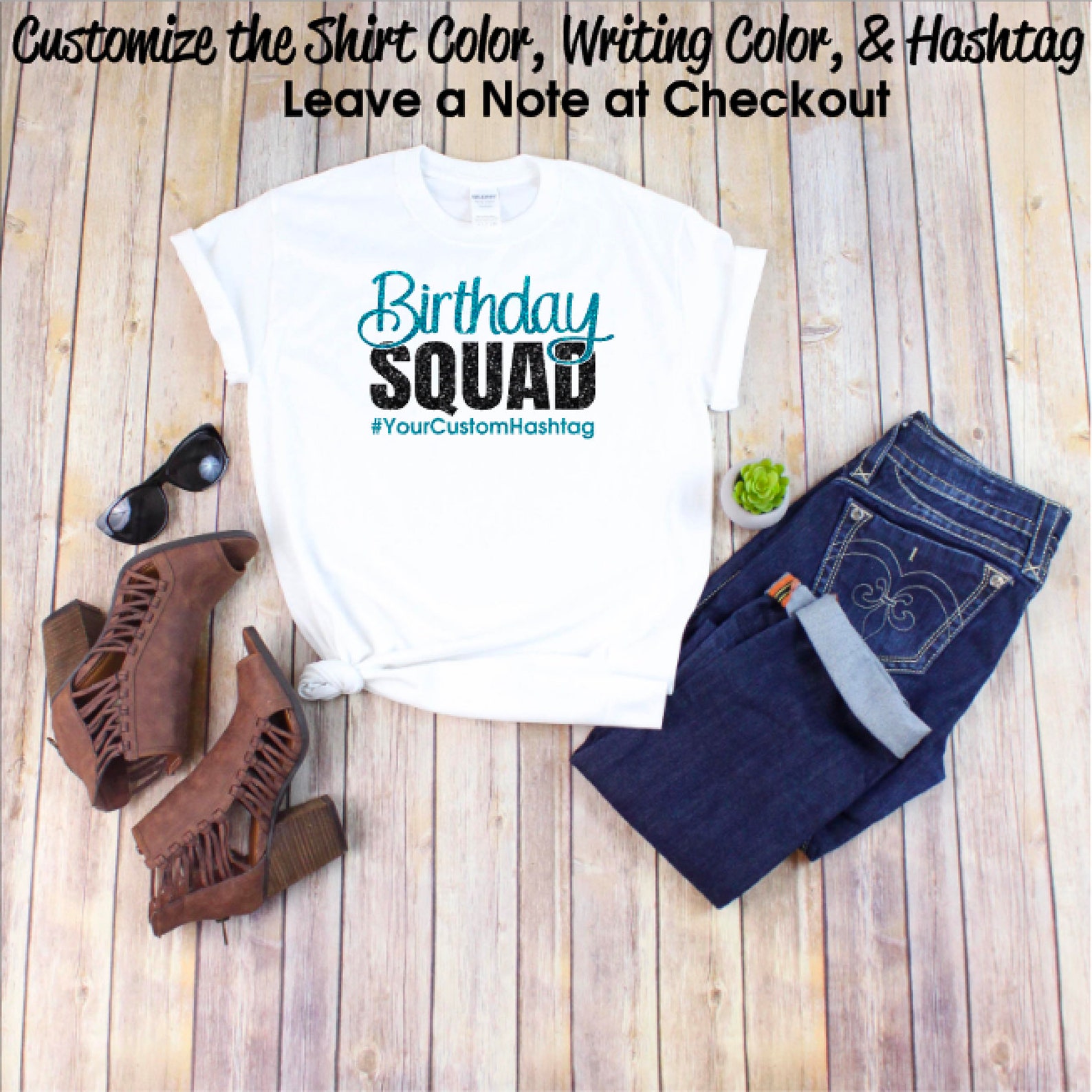 Birthday Squad Shirt Custom Hashtag Customize the Colors - Etsy