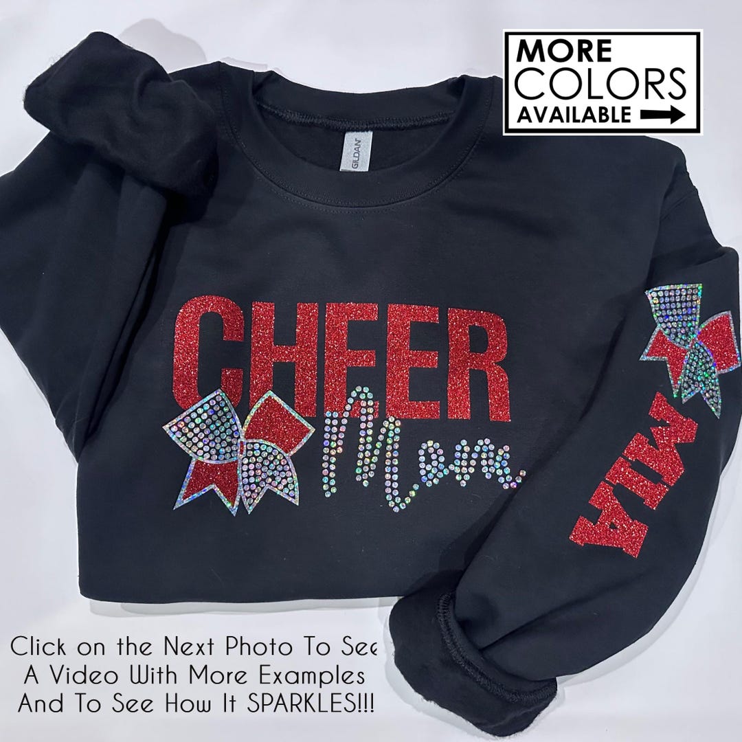 Cheer Mom Sweatshirt With Bling Faux Rhinestones - Custom School Colors ...