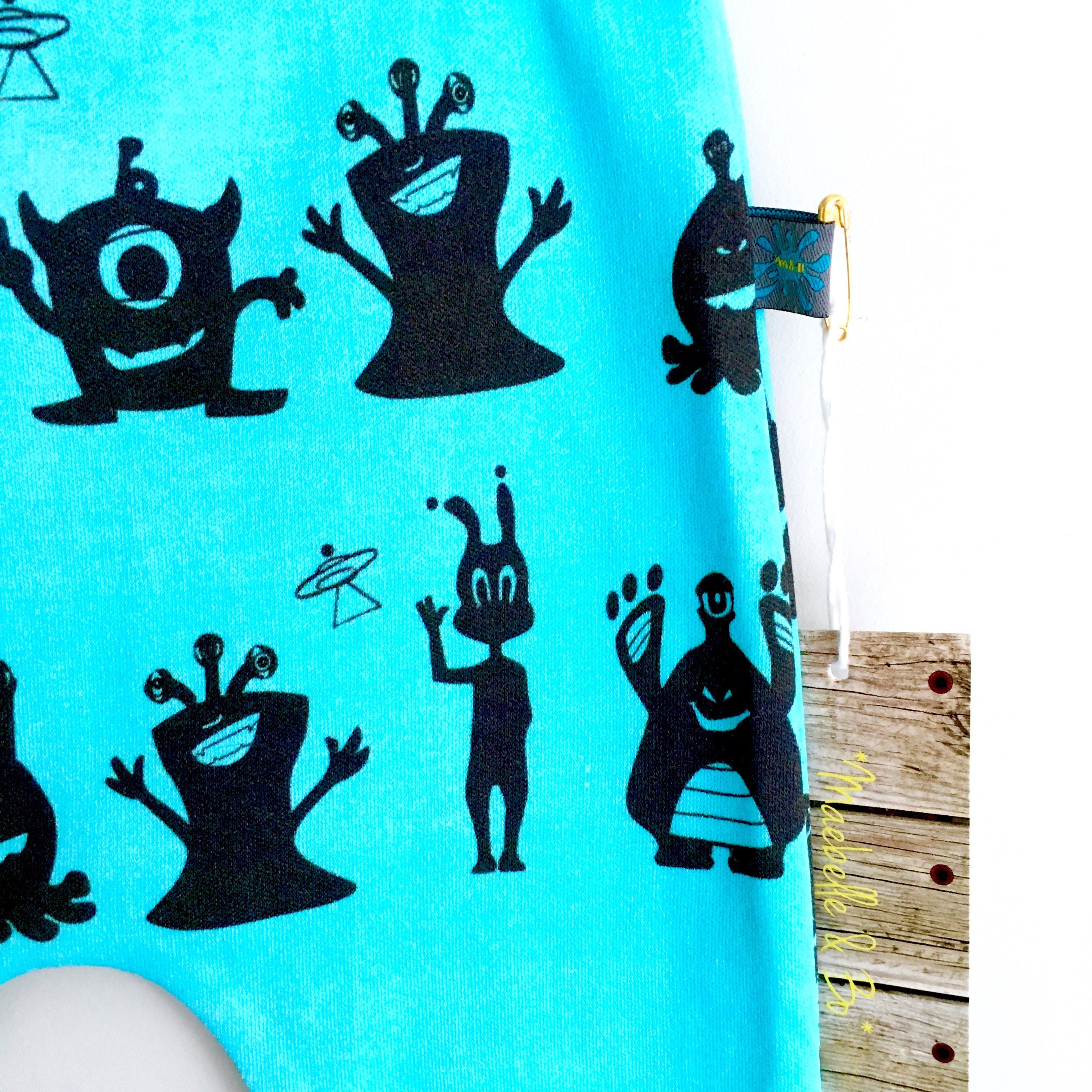 Blue Aliens Baby Leggings, Organic Baby Clothes, Monsters Baby Leggings ...