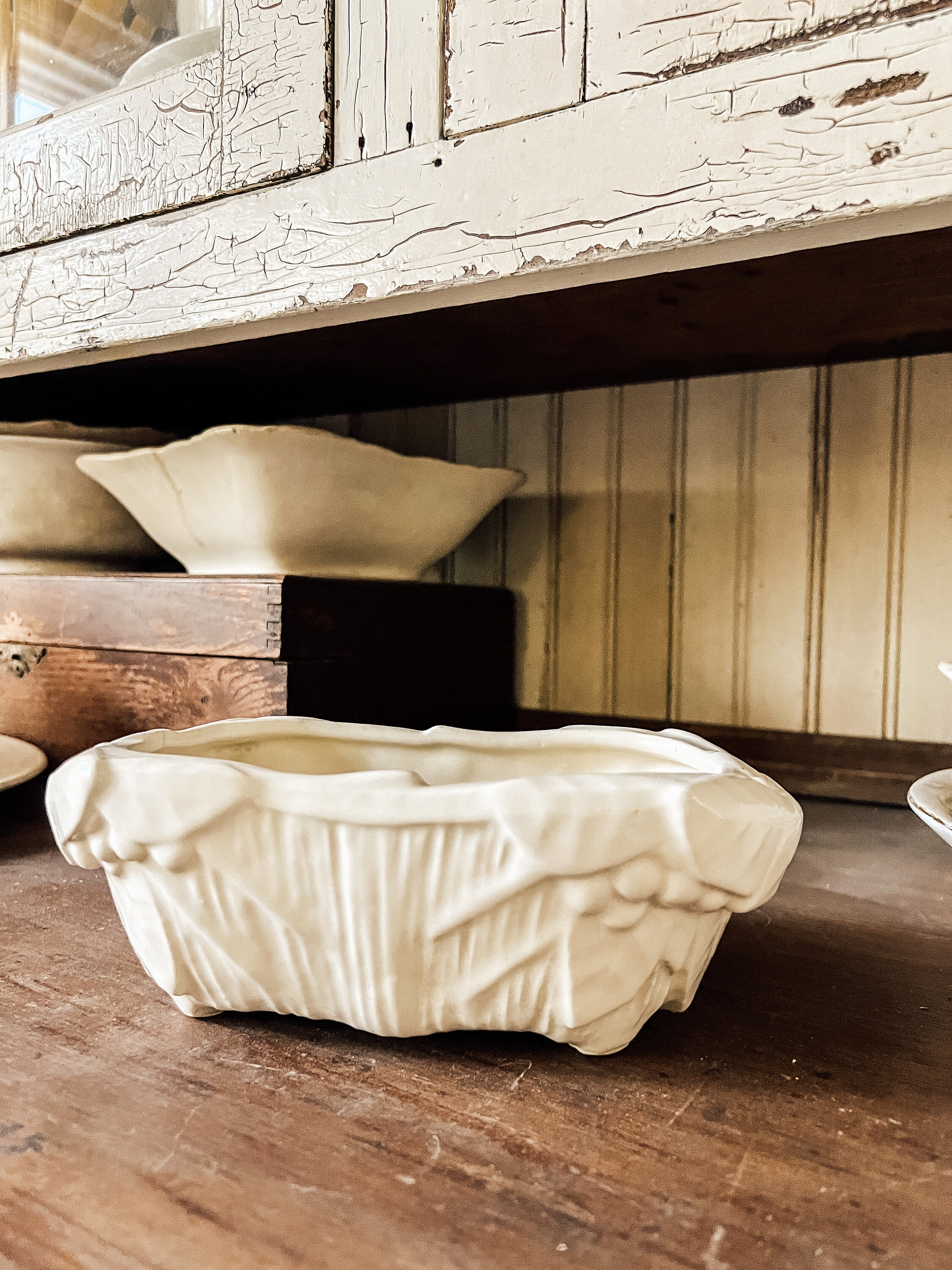 Vintage Mccoy Planter-pottery Planter-matte White Oblong Planter-garden ...