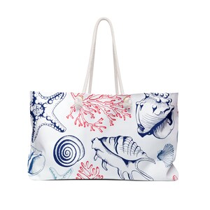 Shell & Sea Star Beach Tote: Coastal Style Bag, Vibrant Ocean Pattern ...
