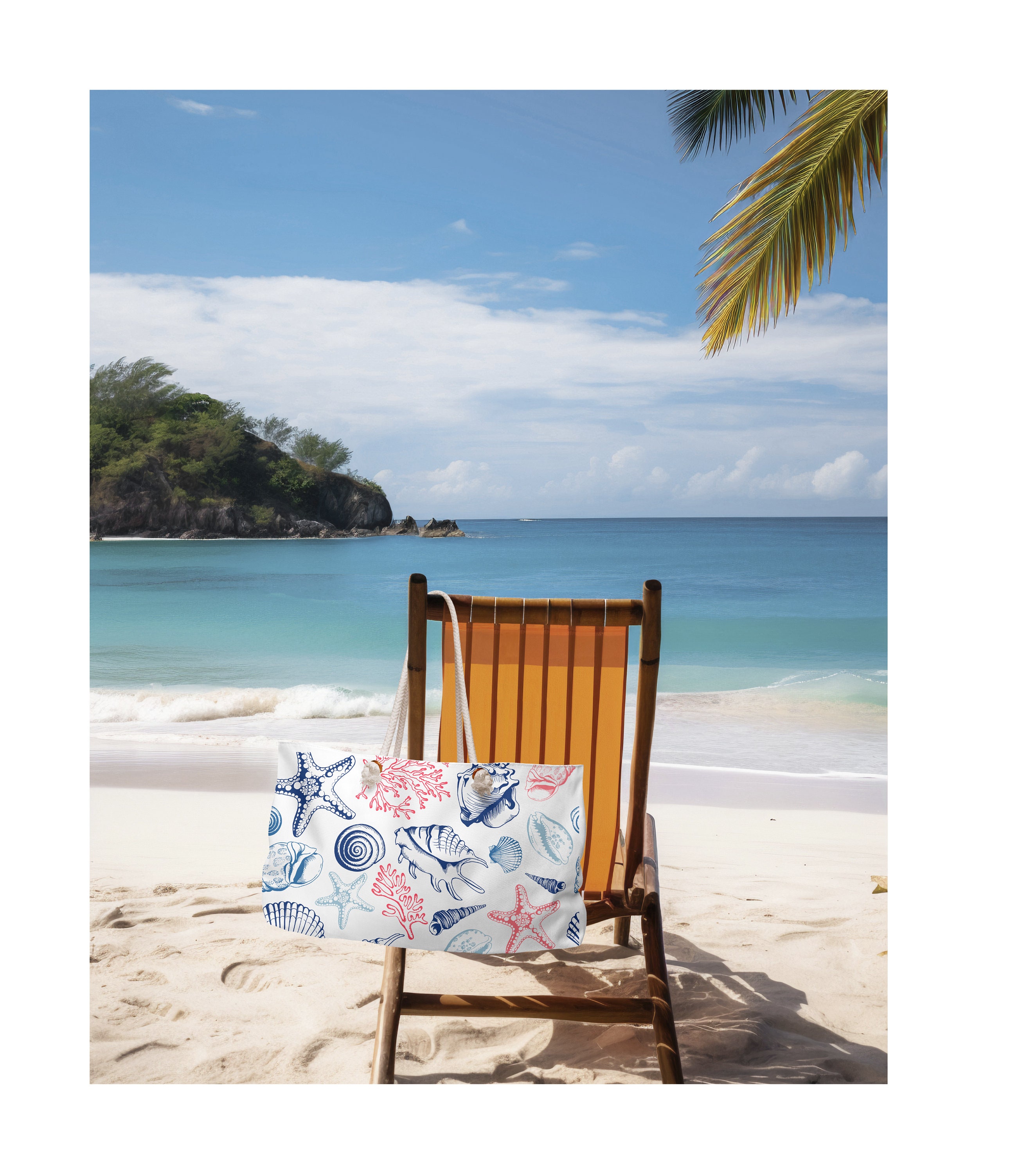 Shell & Sea Star Beach Tote: Coastal Style Bag, Vibrant Ocean Pattern ...