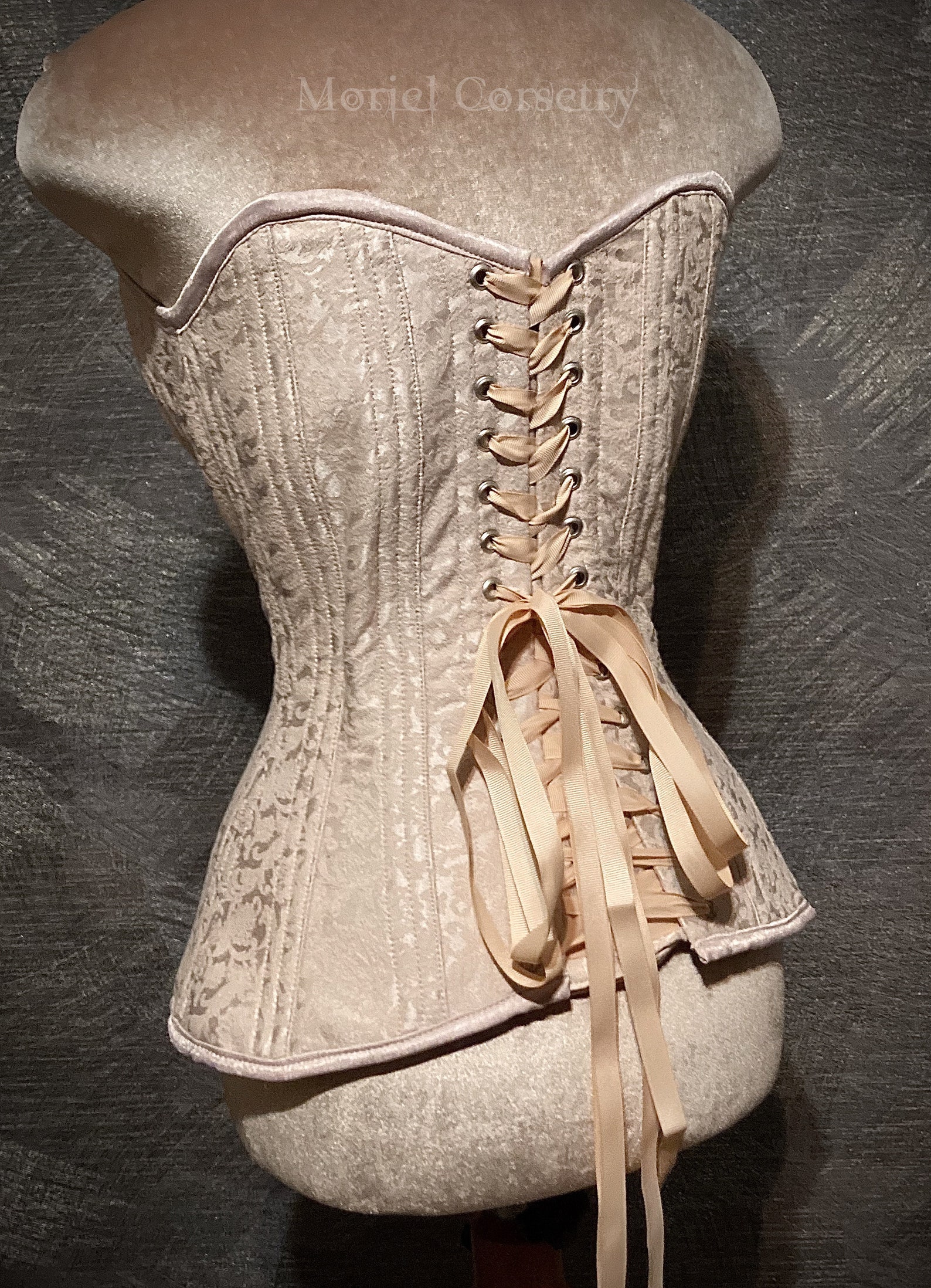 Longline 1880s Historical Victorian Corset In Cotton Jacquard Etsy
