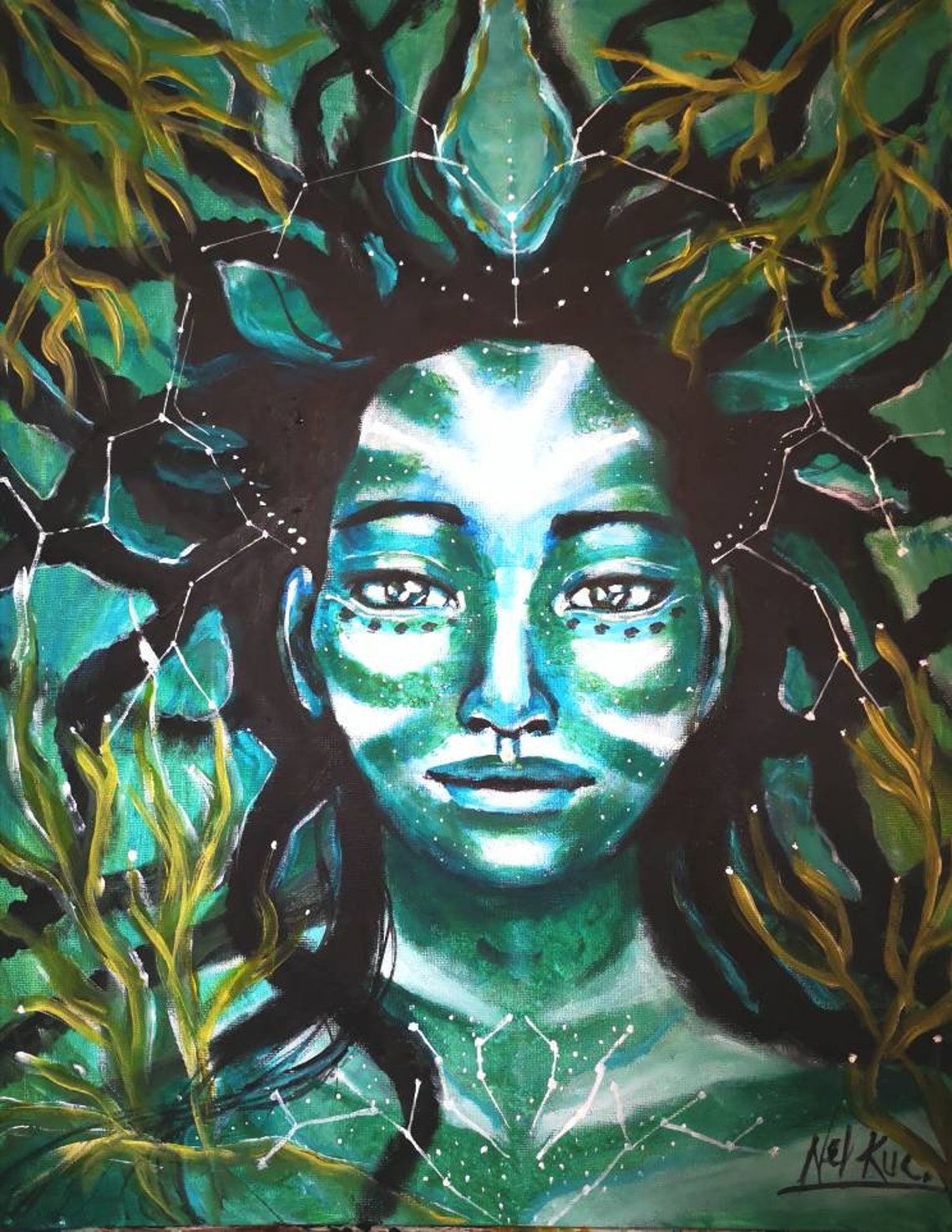 Medusa, Original Acrylic Painting on Canvas Board, Unframed, Painted ...