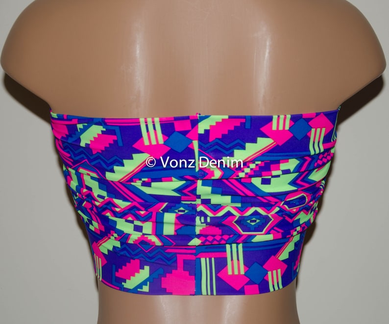 Neon Aztec Tribal Twisted Bandeau Tribal Swimwear Bikini Top | Etsy