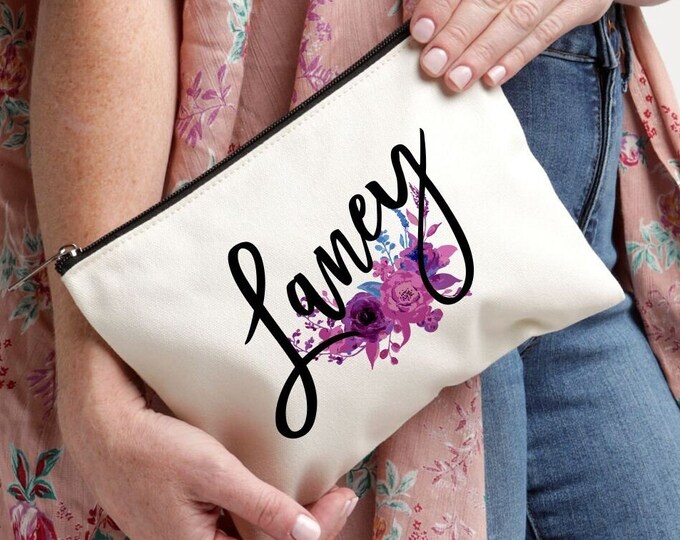 Best Friend Gift Floral Makeup Bag Makeup Case Personalized - Etsy