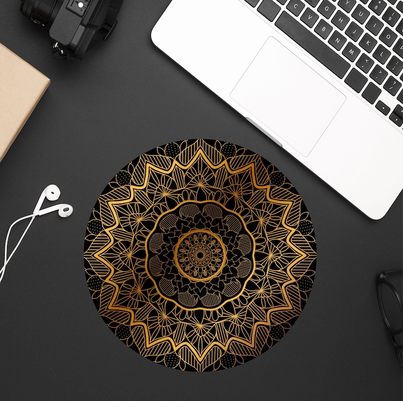 Mandala Mouse Pad Gold Mouse Pad Geometric Mouse Pad Pretty | Etsy