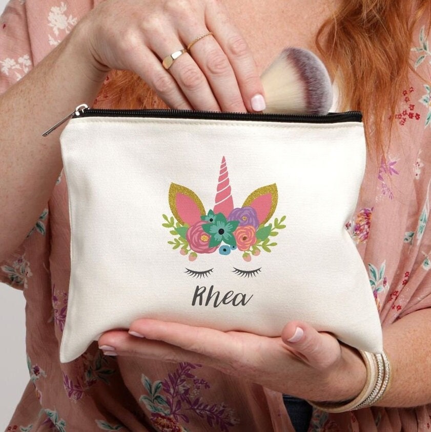 Girls Makeup Bag Unicorn Makeup Bag Kids Bag Personalized - Etsy