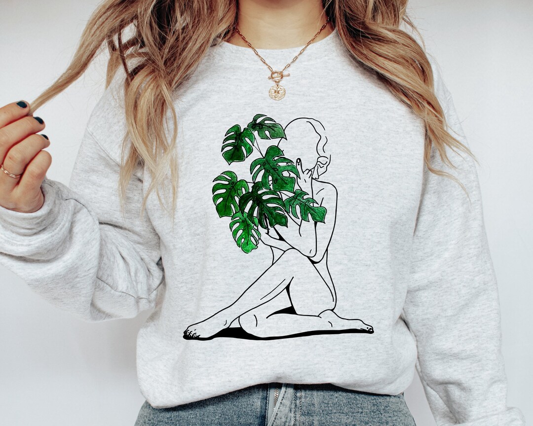Plant Lady Sweater, Plant Lady Gift, Line Art Sweater, Plant Lover Gift ...