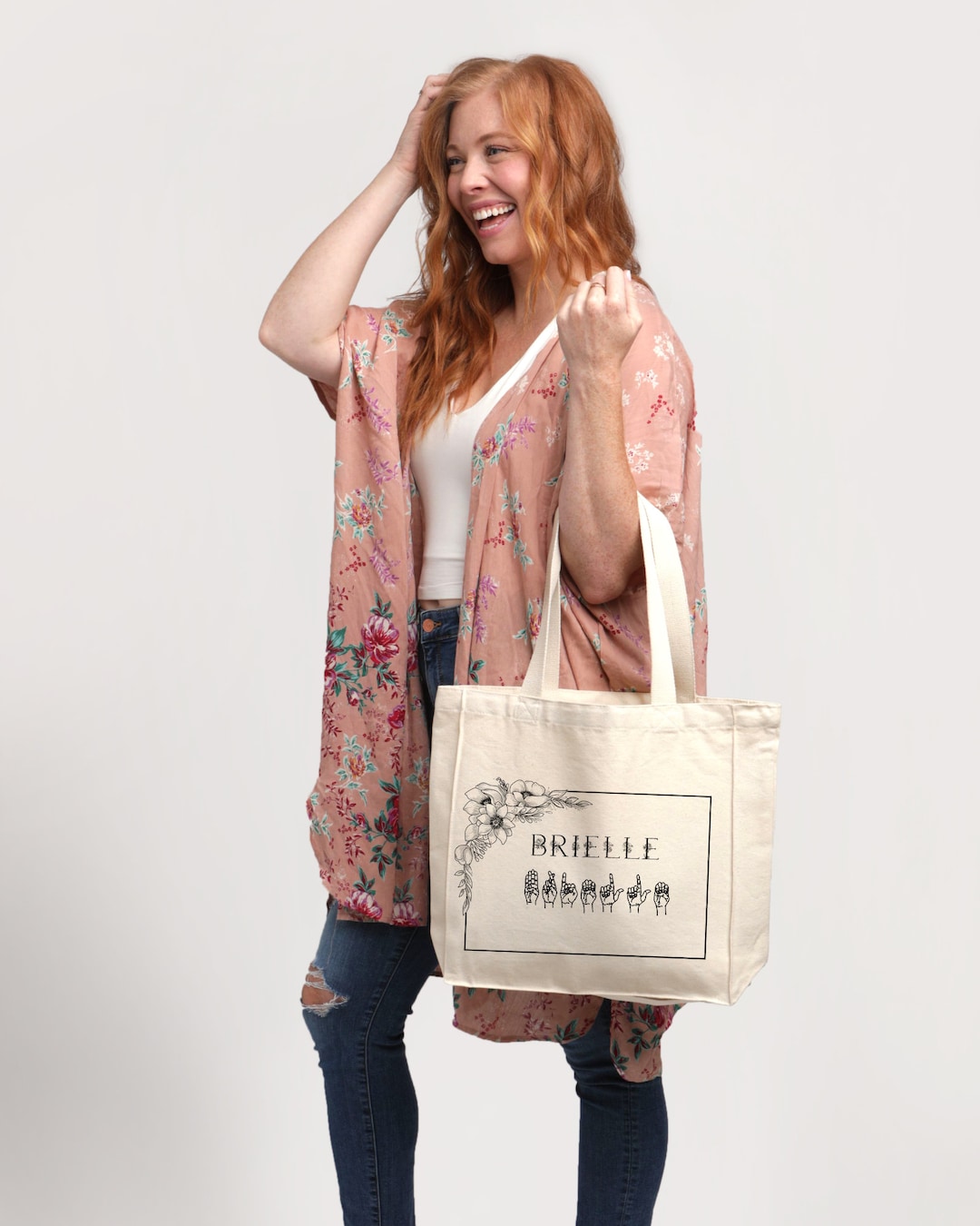 Personalized Tote Bag, Tote Bag, Sign Language Tote, Canvas Bag, ASL ...