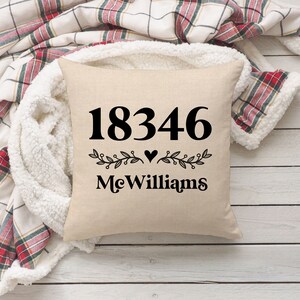 Zip Code Pillow, Custom Zip Pillow, Personalized Zip Code, Family Name ...