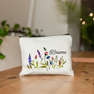 Wildflower Bag, Flower Makeup Bag, Personalized Makeup Bag, Gardener ...