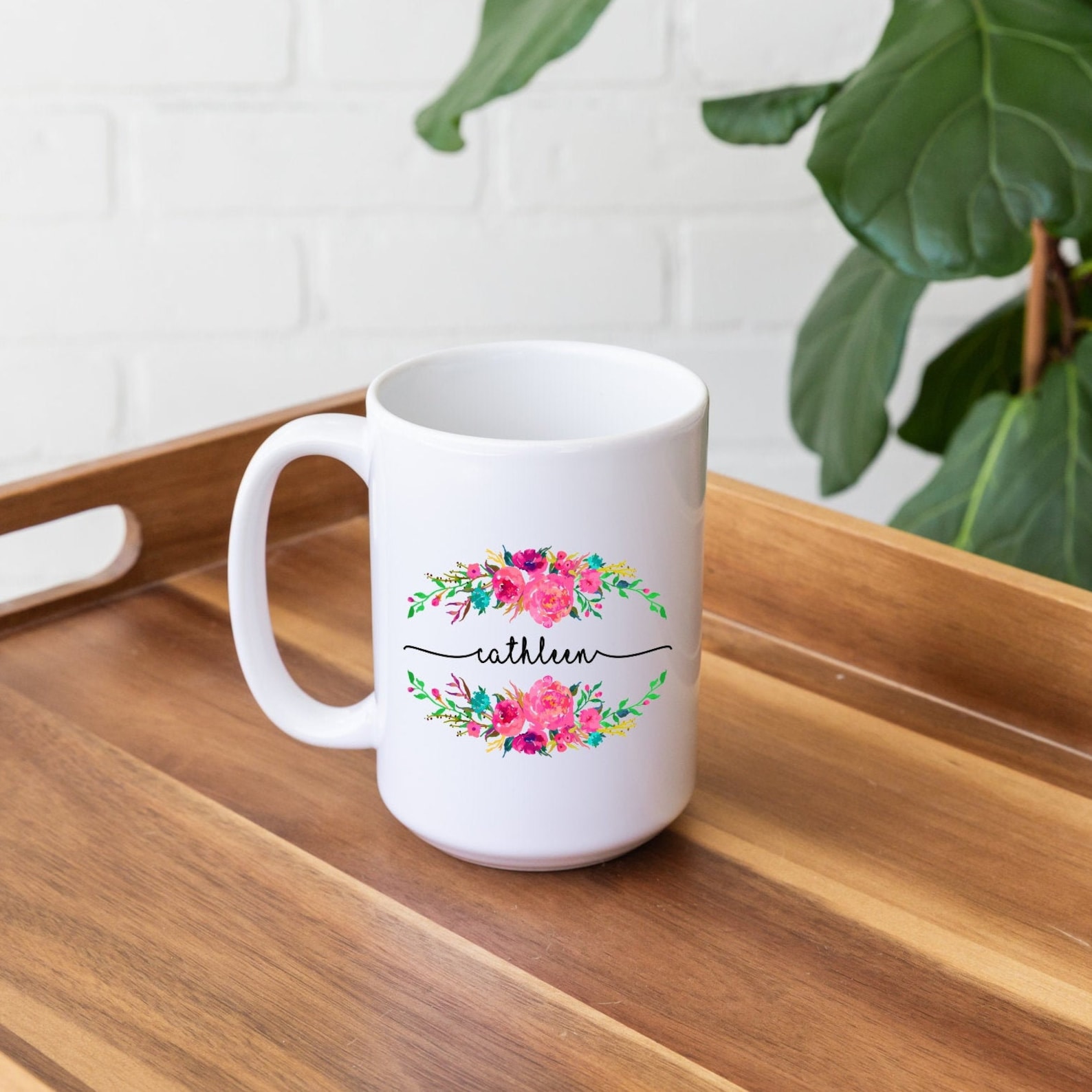 Personalized Mug Floral Mug Custom Mug Coffee Mug Gift for - Etsy