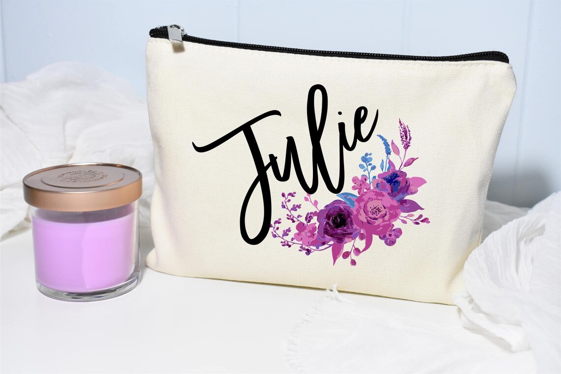 Best Friend Gift Floral Makeup Bag Makeup Case Personalized | Etsy