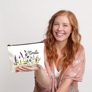 Wildflower Bag, Flower Makeup Bag, Personalized Makeup Bag, Gardener ...