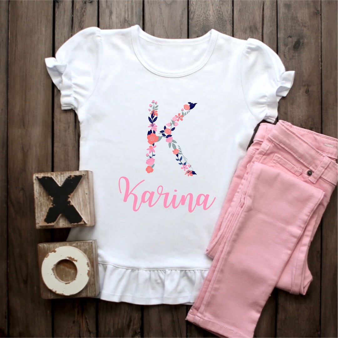 Alphabet Shirt, Monogram Kids Shirt, Initial Toddler Tee, Personalized ...