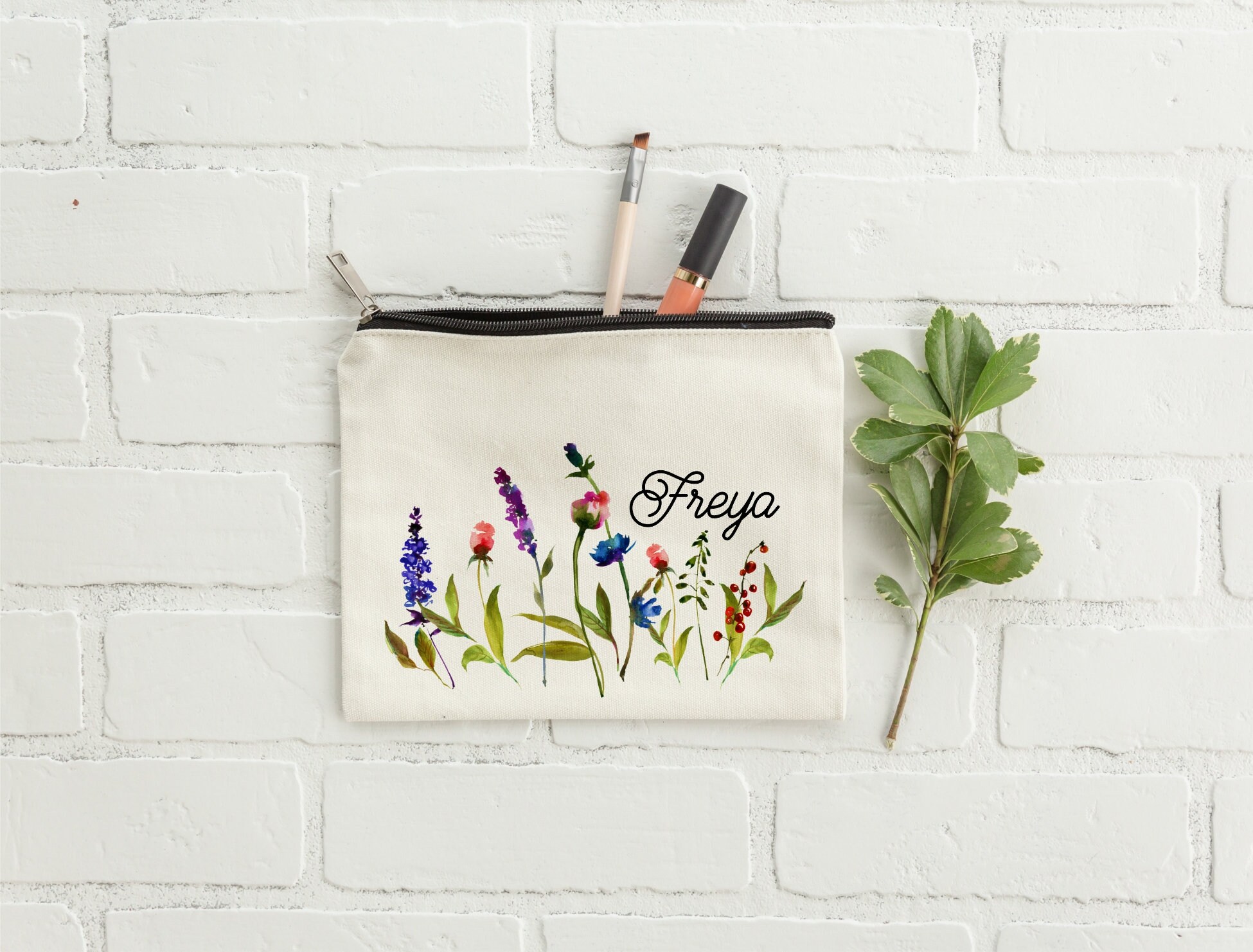 Wildflower Bag Flower Makeup Bag Personalized Makeup Bag - Etsy