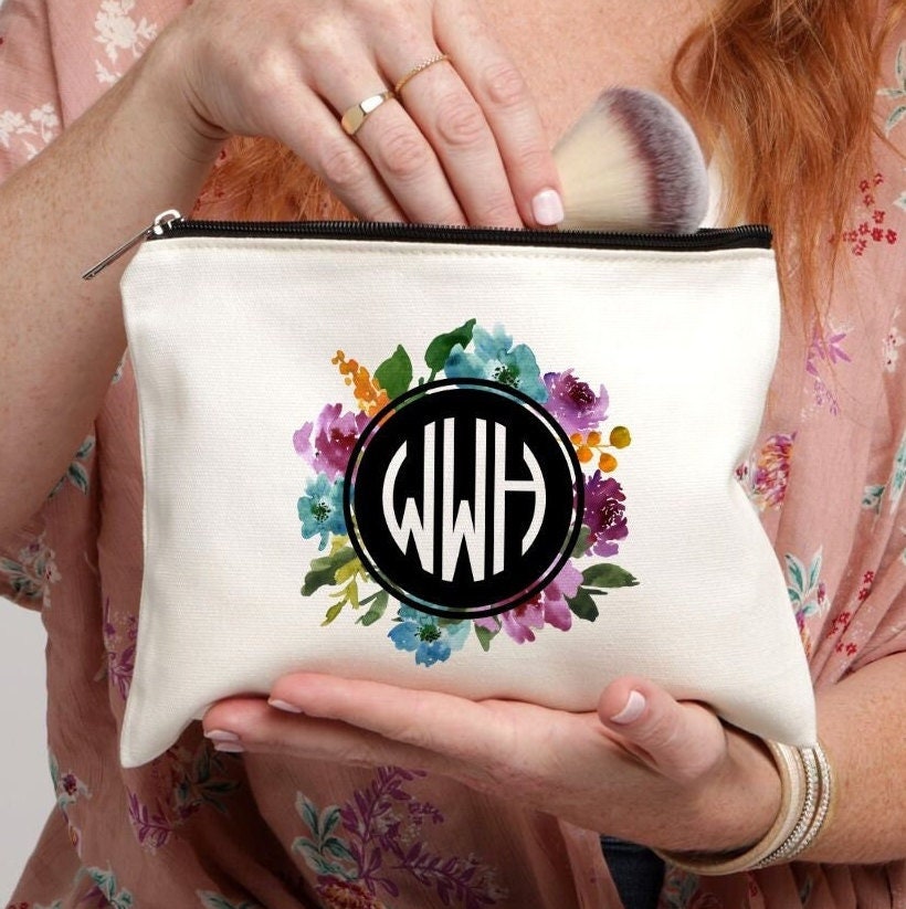 Monogram Makeup Bag Monogram Cosmetic Bag Monogram Gift | Etsy