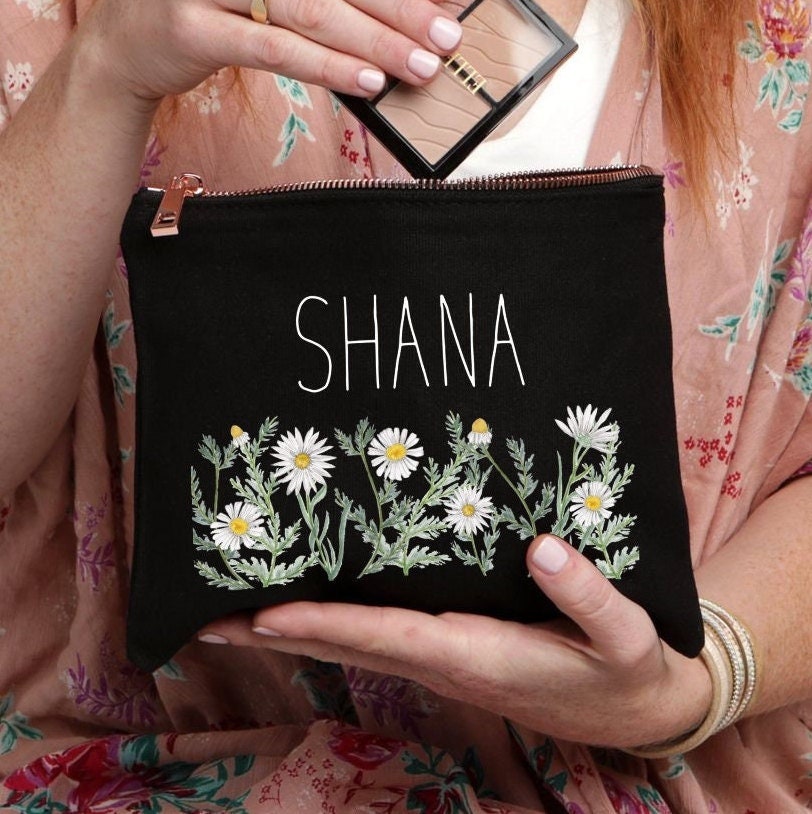 Daisy Makeup Bag Wildflower Makeup Bag Personalized Makeup Etsy